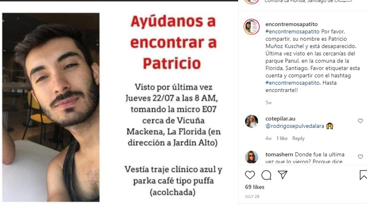 Esta es la última imagen del joven desaparecido en Cerro Panul