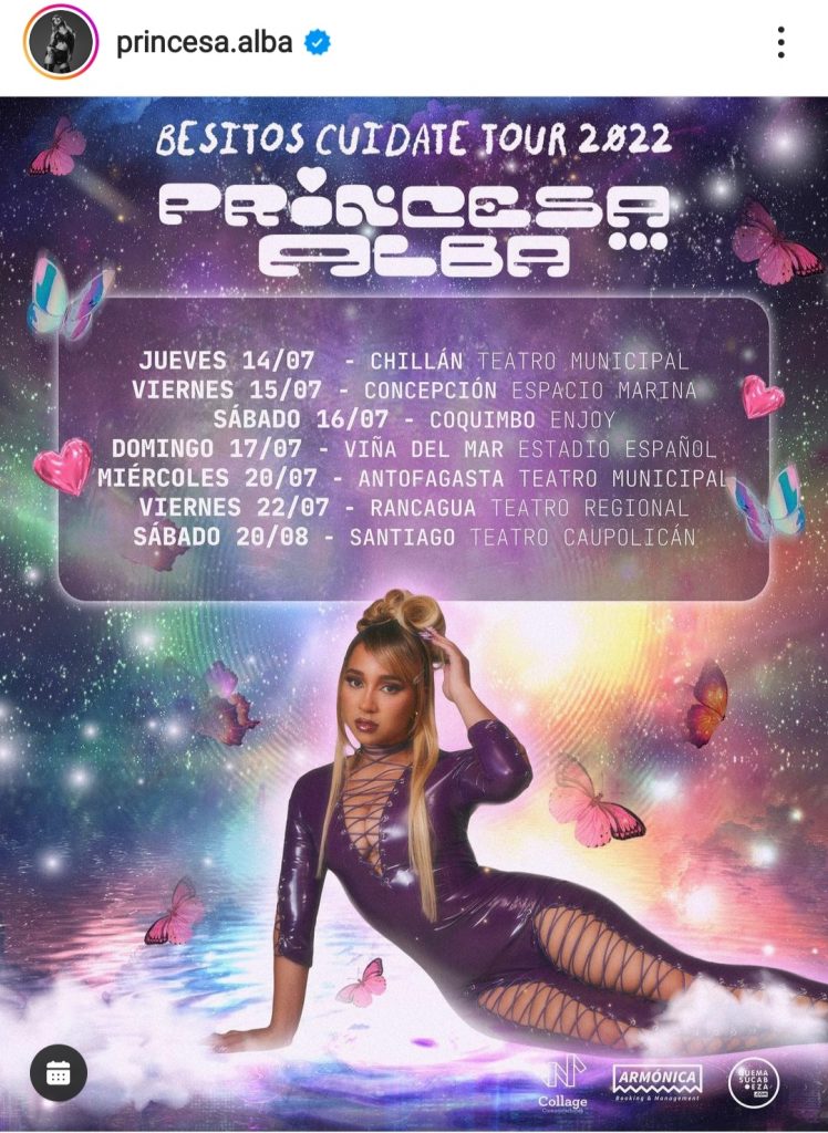Princesa Alba anuncia nuevas fechas de su tour Besitos Cuídate 2022